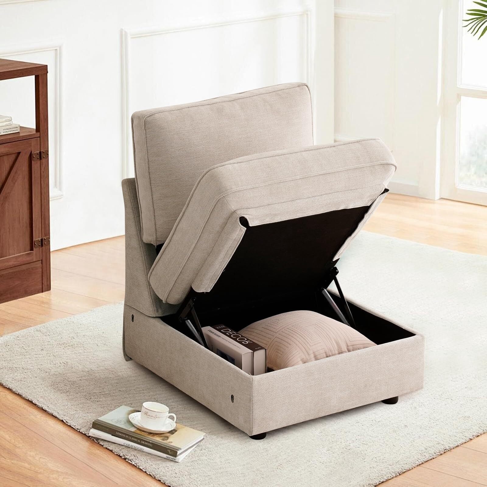 Harkawon Middle Seat with Storage, Modular Sofa Couch,Beige - Walmart.com
