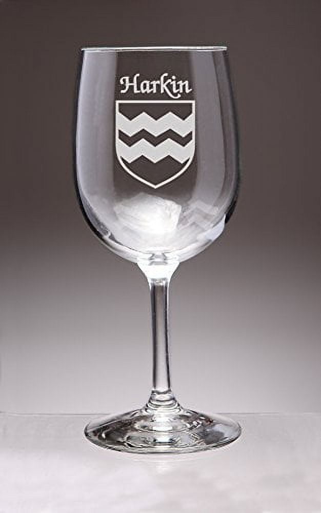 Harkin Irish Coat of Arms Wine Glasses - Set of 4 (Sand Etched ...