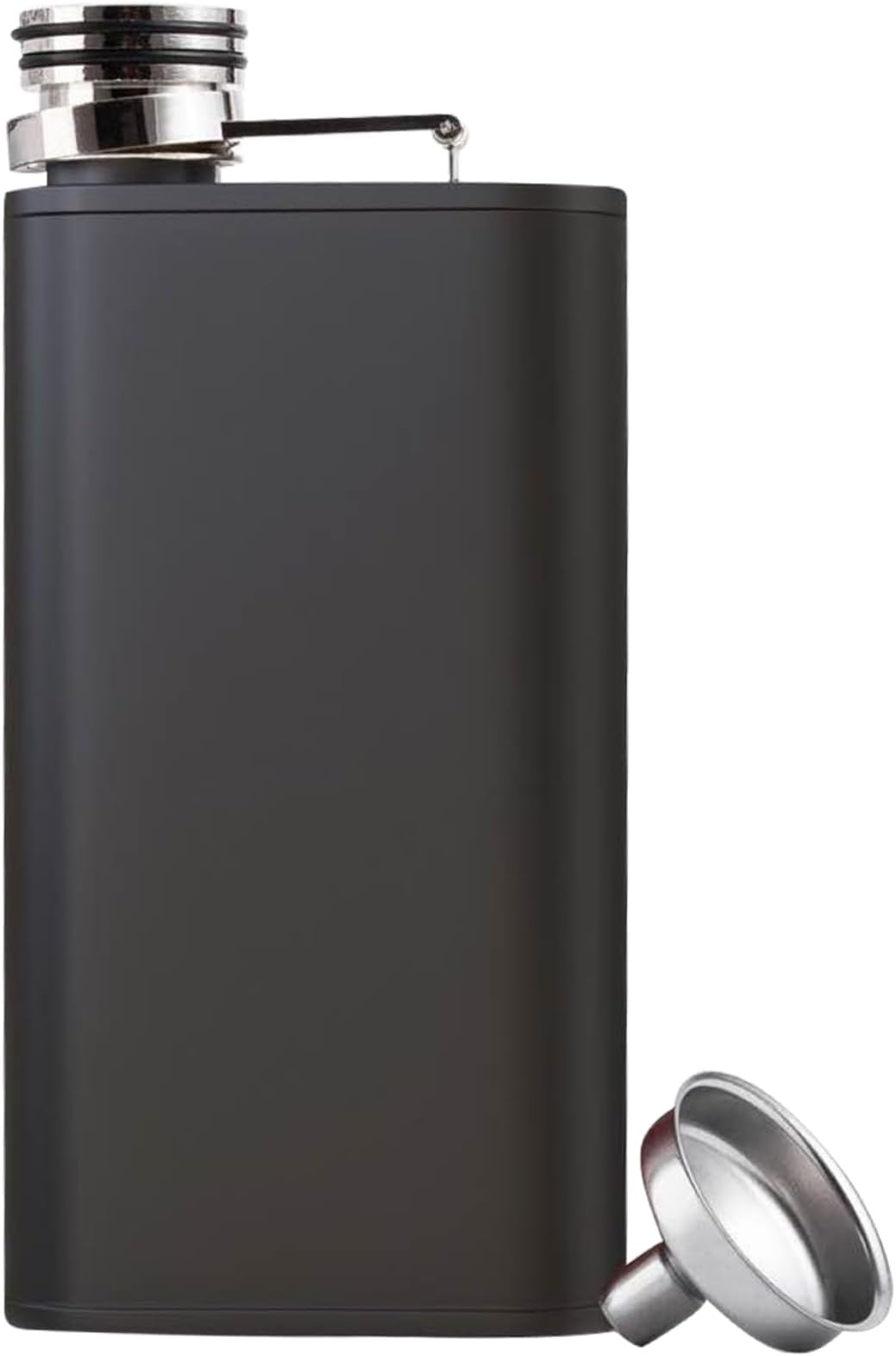 Harland 8oz Matte Black Flask + Funnel - 2x Wider Mouth Stainless Steel ...