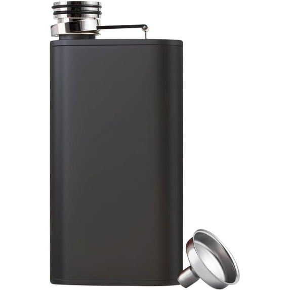 Harland 8oz Matte Black Flask + Funnel - 2x Wider Mouth Stainless Steel ...