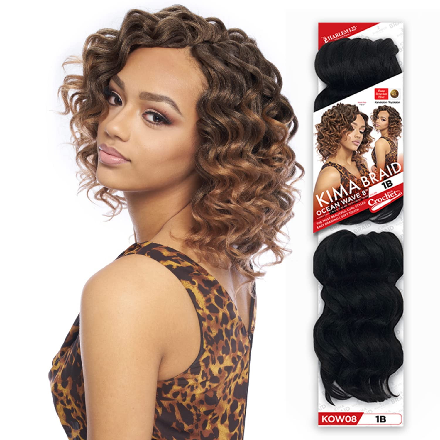 Harlem 125 Synthetic Hair Braids Kima Braid Ocean Wave 8'' (1-Pack, T1B ...