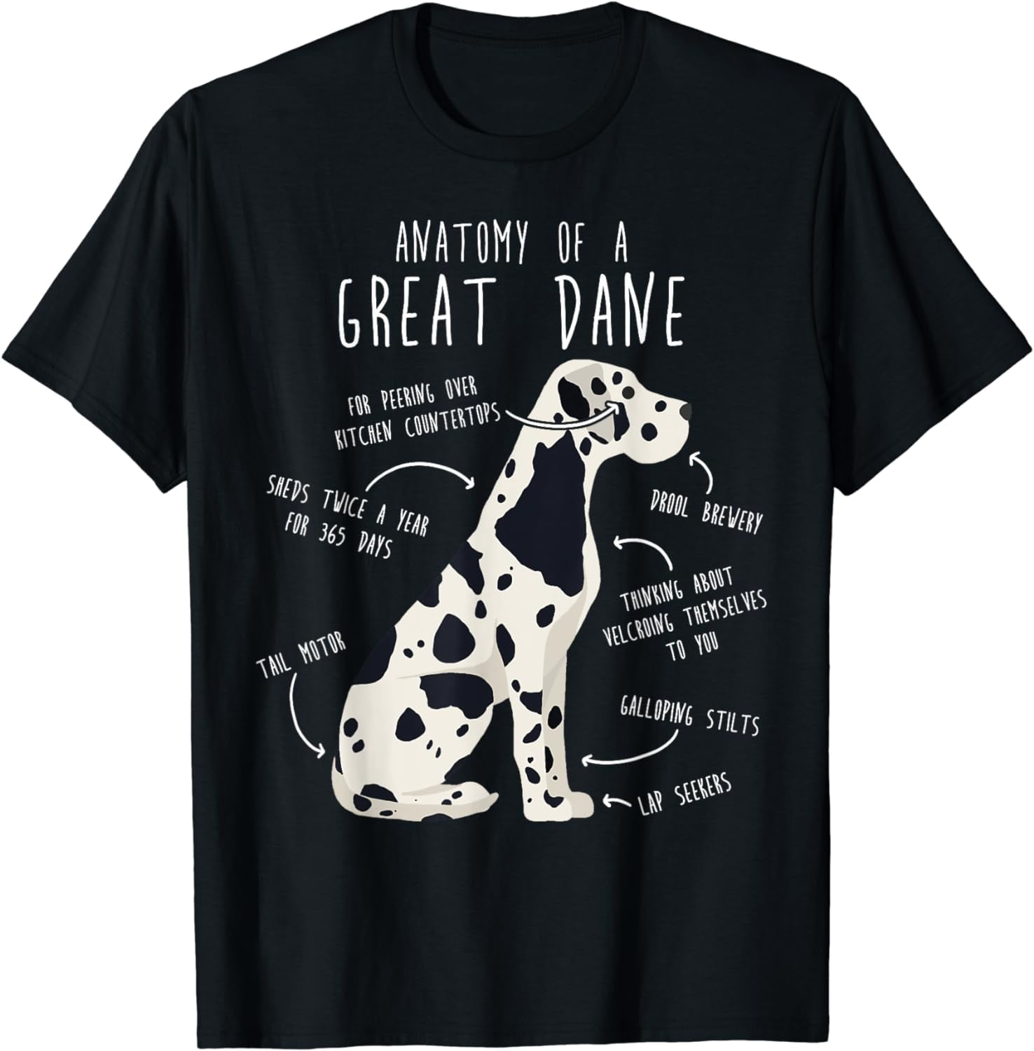 Harlequin Great Dane Dog Anatomy, Funny Pet Mom Cute Dog Dad T-Shirt ...
