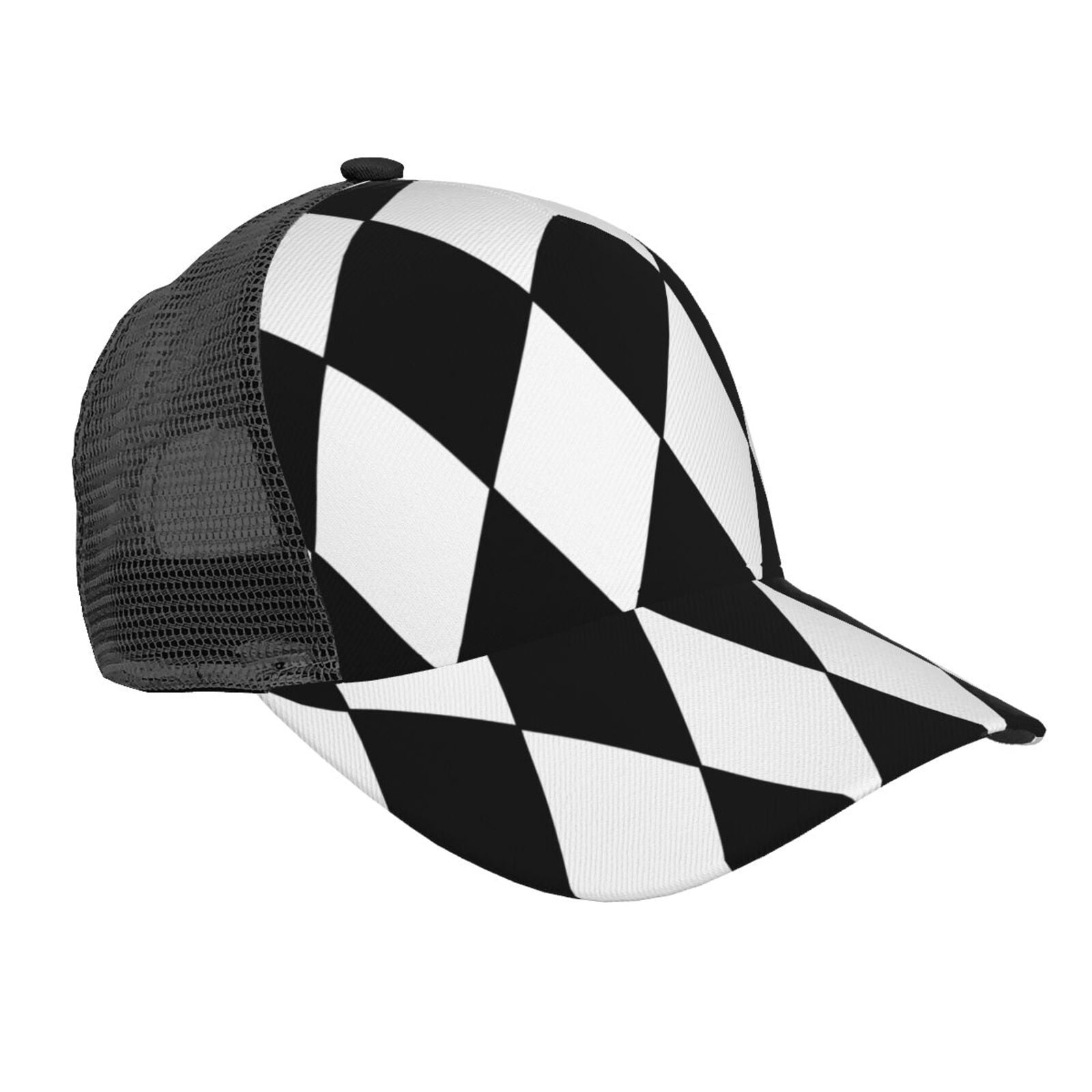 Harlequin Pattern Black And White Snapback Trucker Hats Baseball Caps ...
