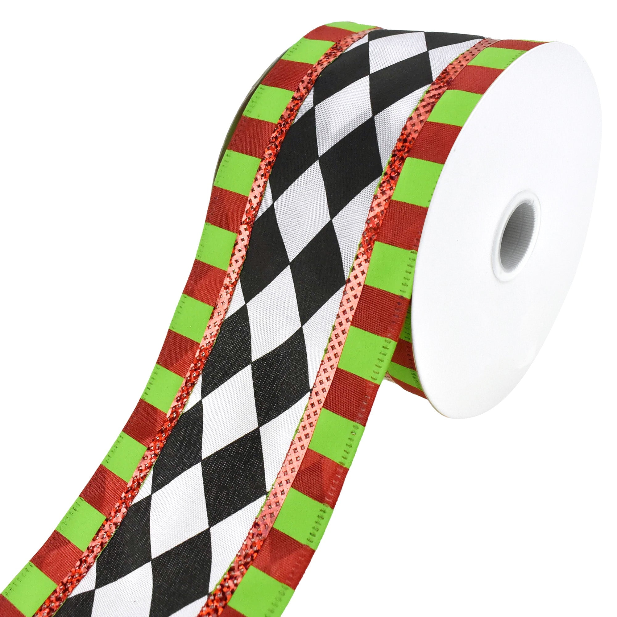 Harlequinn Center Dash Edge Wired Ribbon, 2-1/2-Inch, 10-Yard - Red ...