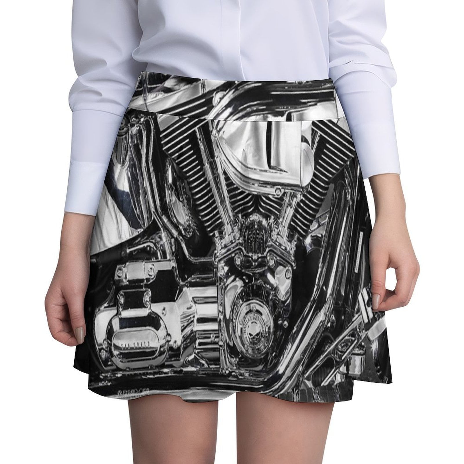Harley Chrome Women's Casual Mini Skirt Invisible Zipper Summer Skirts ...