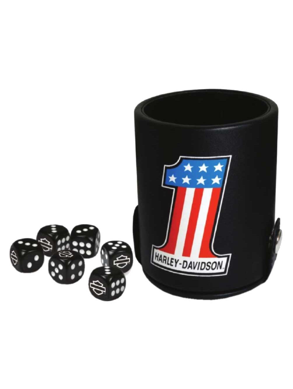 Harley-Davidson #1 RWB Logo Dice Cup Game Set, Leatherette Cup - Black ...