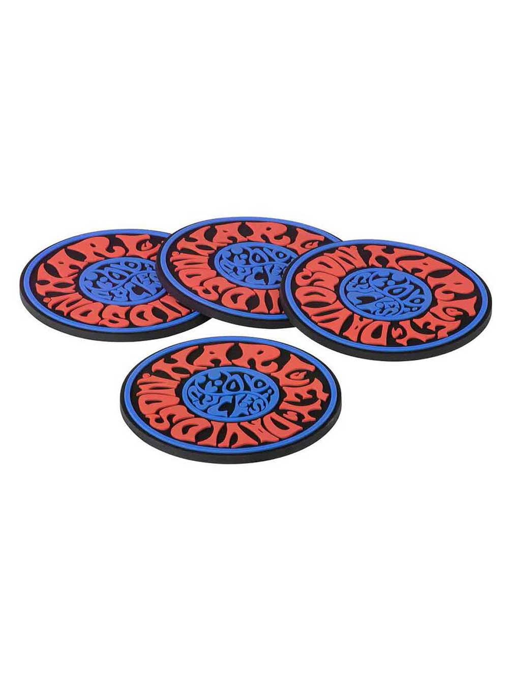 Harley-Davidson 1970s Psychedelic Coaster Set, Contoured Rubber ...