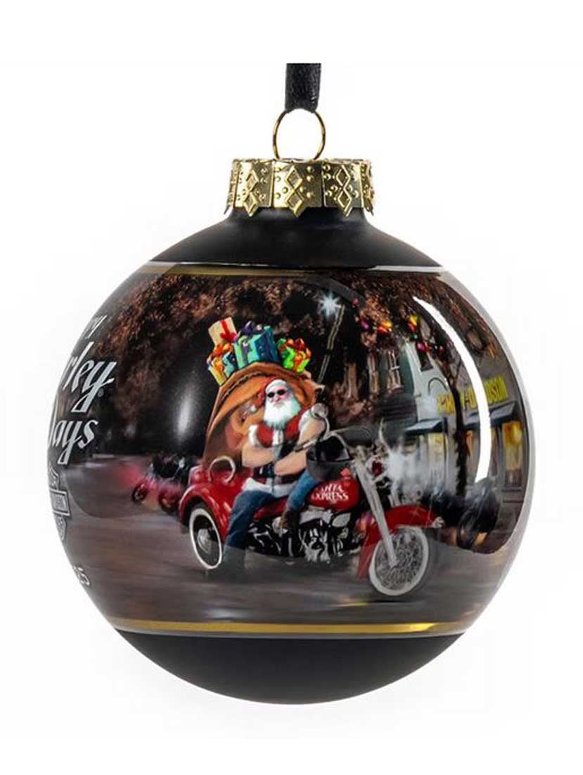 Harley-Davidson 2025 Biker Santa Glass Ball Christmas Tree Ornament, 3 ...