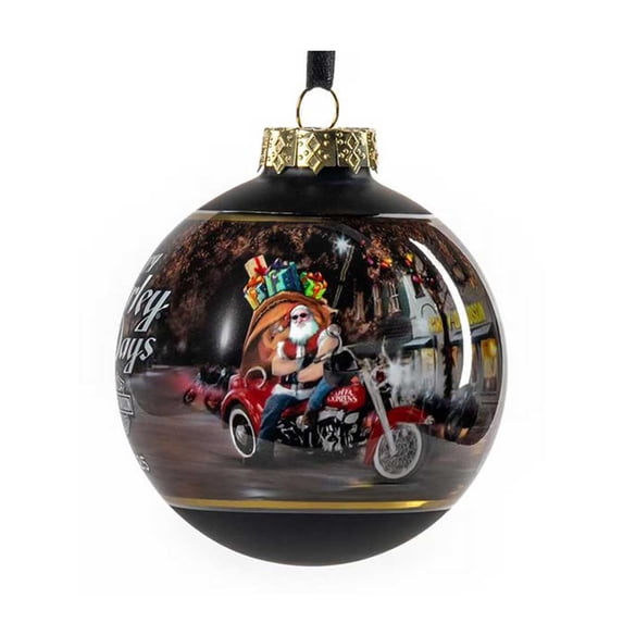Harley-Davidson 2025 Biker Santa Glass Ball Christmas Tree Ornament, 3 ...