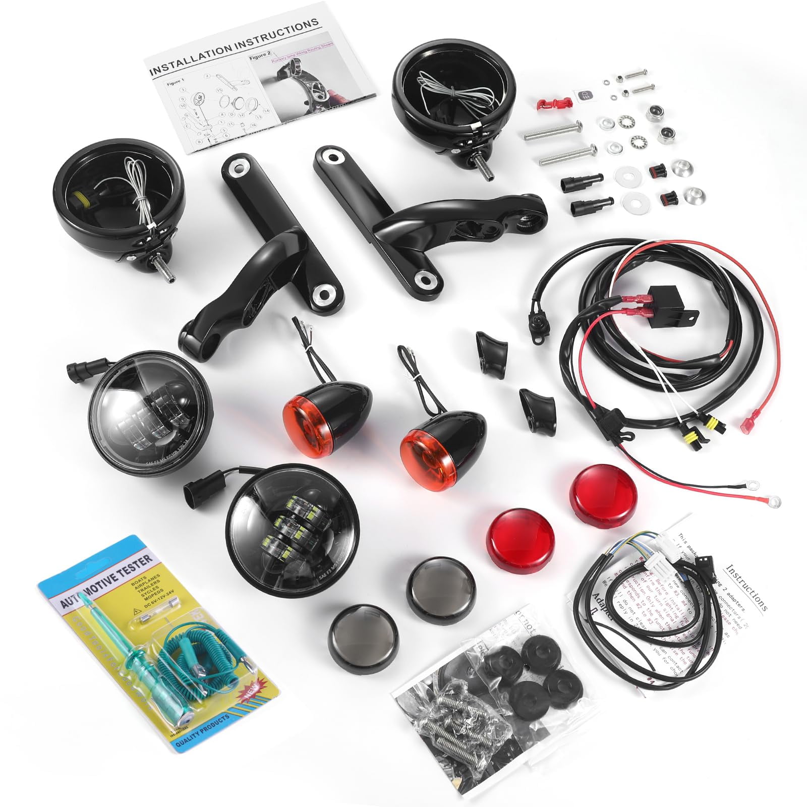 For Harley Davidson 4.5'' LED Auxiliary Fog Passing Lighting Bracket ...