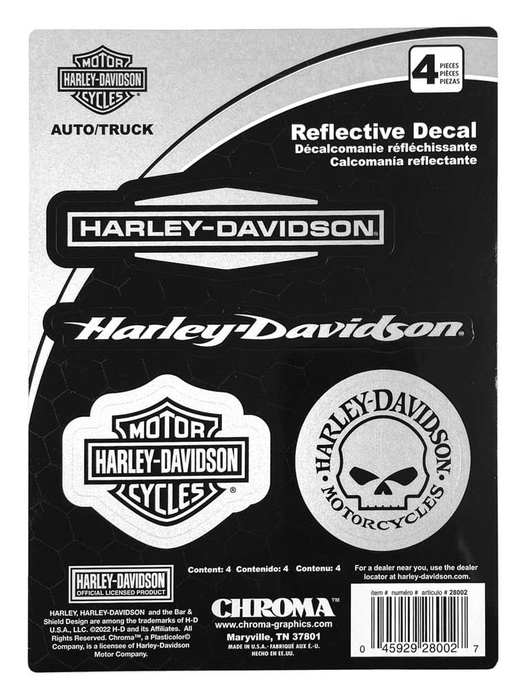 Harley-Davidson 4-Piece Reflective Chrome Decals, Motorcycle ...