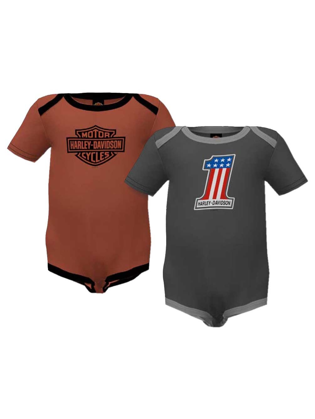 Harley-Davidson Baby Boys' 2-Pack Colorblock Rib Creeper Set- Gray ...