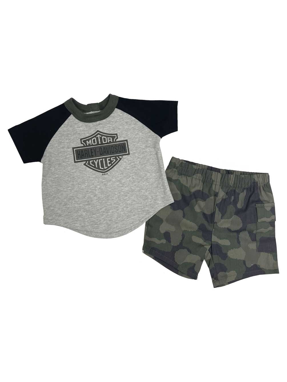 Harley-Davidson Baby Boys' 2-Piece Infant Raglan Tee & Camo Short Set ...