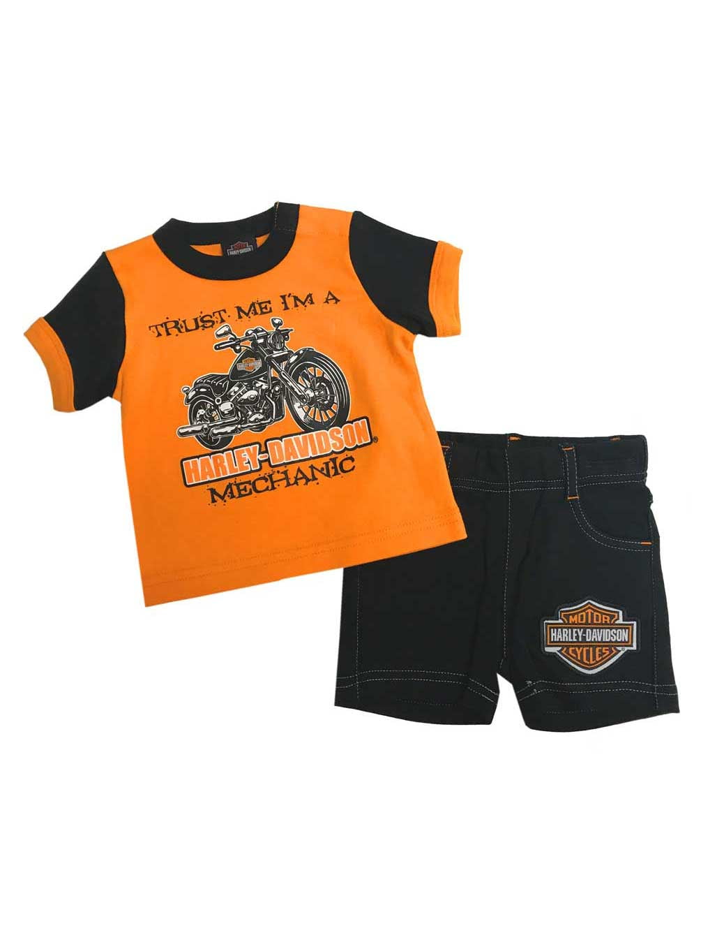Harley-Davidson Baby Boys' 2 Piece Newborn Graphic Tee & Shorts Set (3 ...