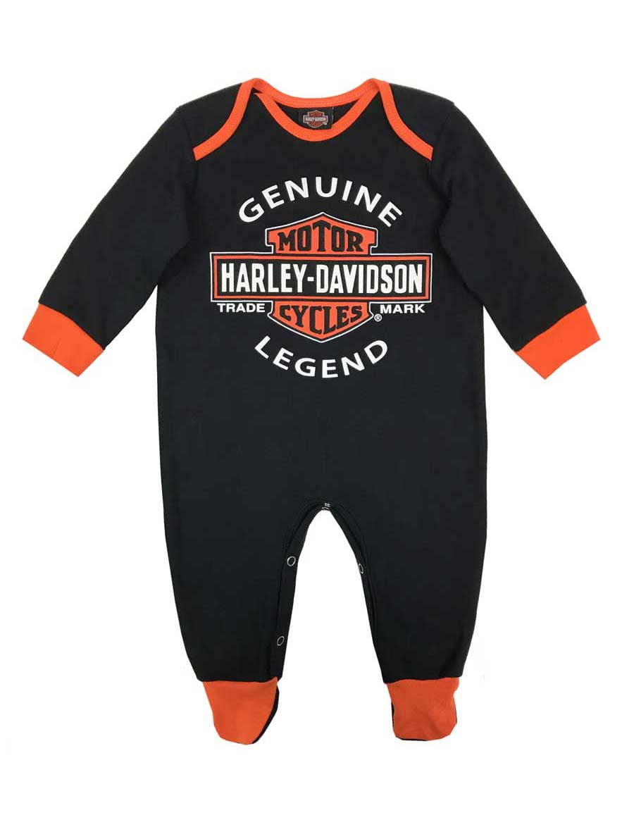 Harley-Davidson Baby Boys' Interlock B&S Footed Coveralls, Black ...