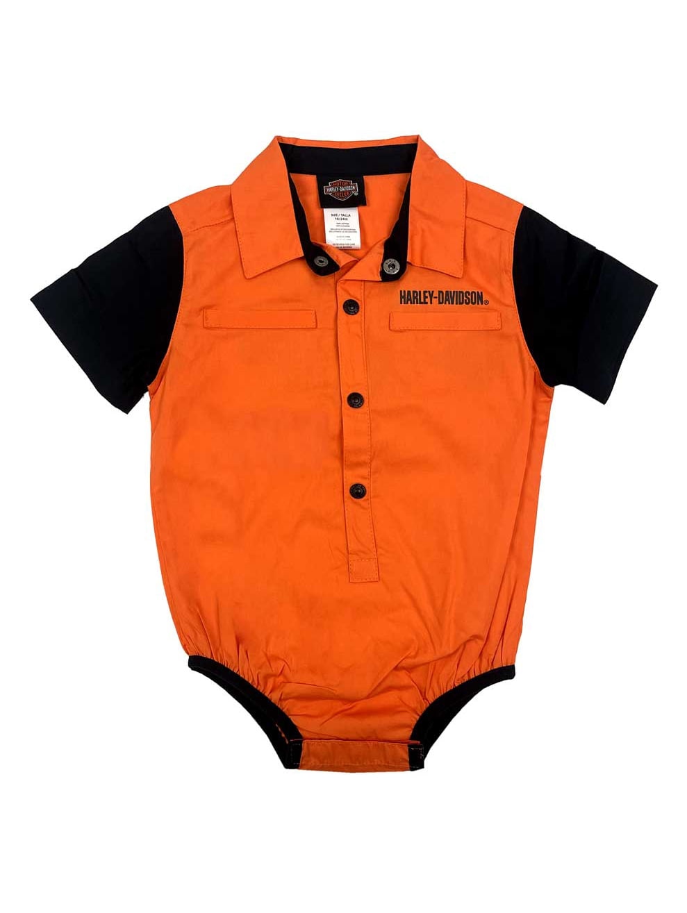 Harley-Davidson Baby Boys' Short Sleeve Poplin Infant Creeper, Orange ...