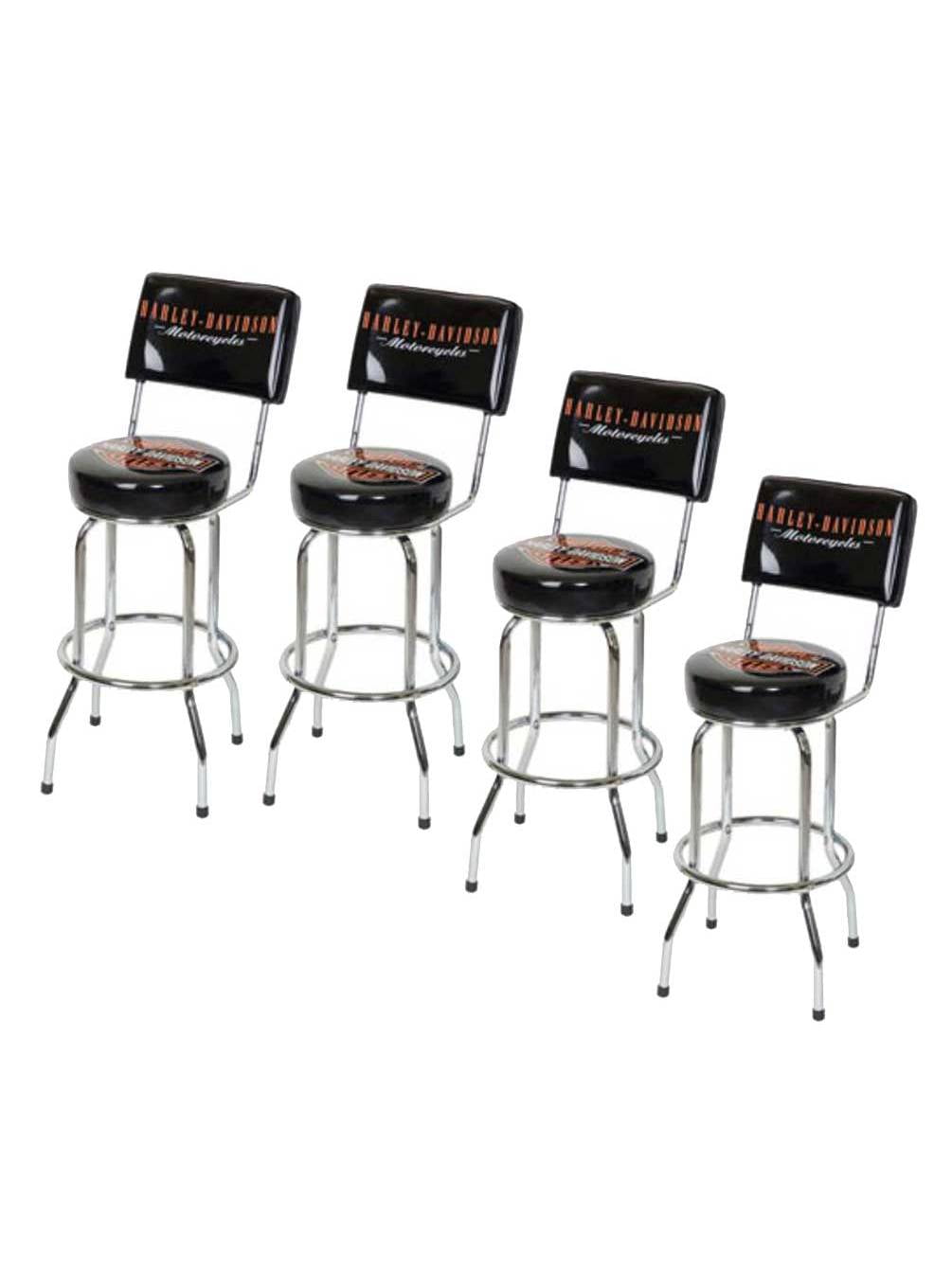 Harley-Davidson Bar & Shield Bar Stool With Back Rest HDL-12204 SET OF ...