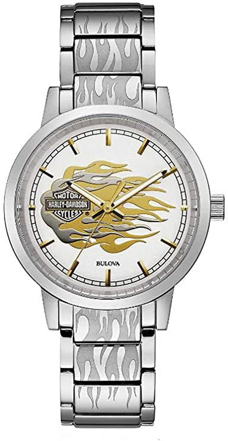 Harley-Davidson Bar & Shield Flames Stainless Steel Ladies Watch 76L191 ...