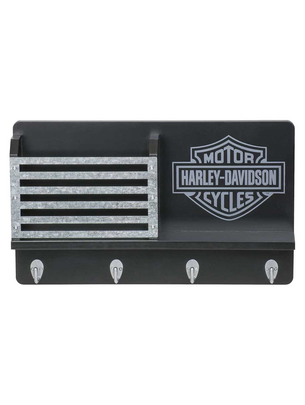 Harley-Davidson Bar & Shield Key Rack, Four Hooks & Metal Accents ...