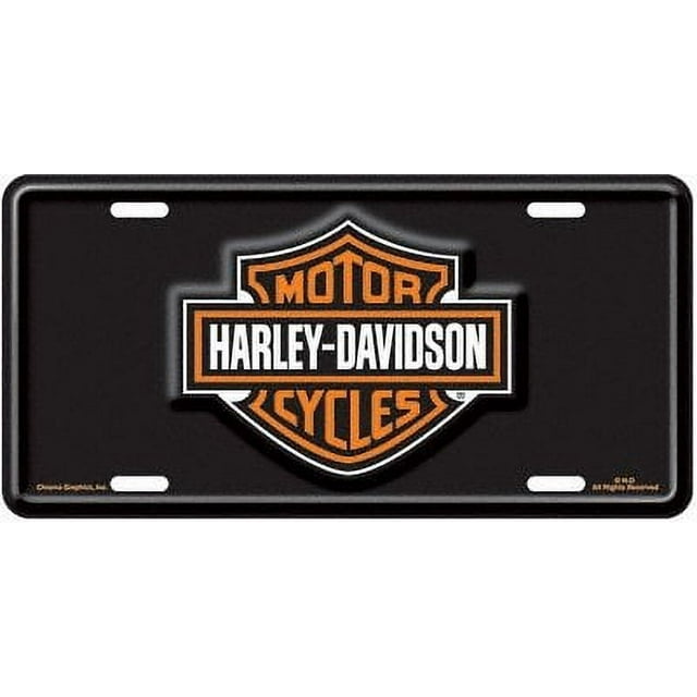 Harley-Davidson Motorcycle Bar & Shield Black License Plate, Rust ...