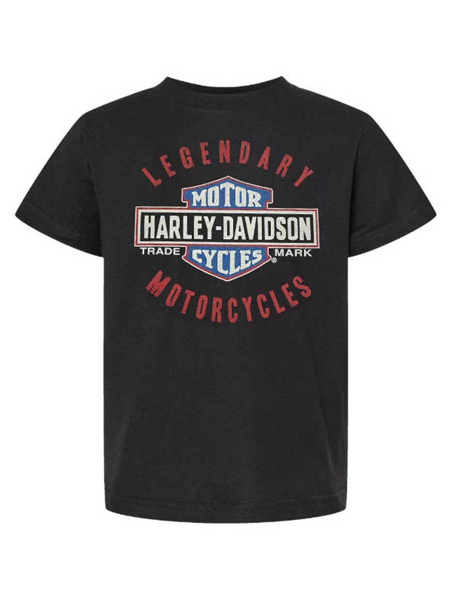 Harley-Davidson Big Boys' Legendary Bar & Shield Short Sleeve T-Shirt, Black (S), Harley ...