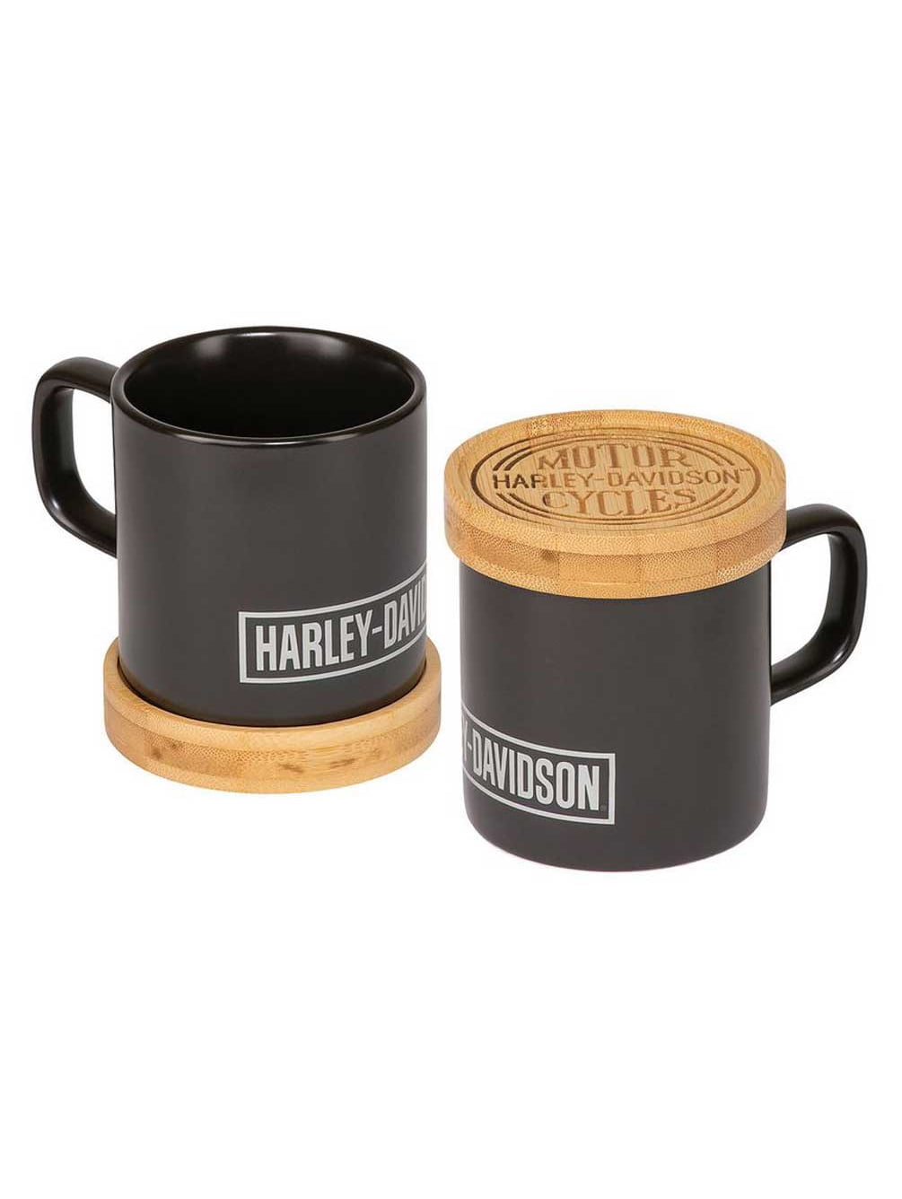 Harley-Davidson Circle Logo Ceramic Mug w/ Coaster Set, Matte Black ...