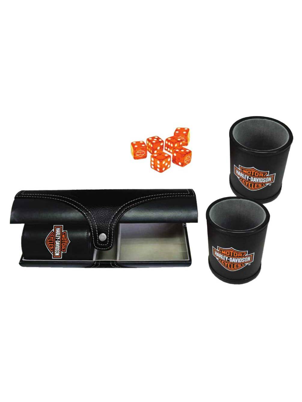 Harley-Davidson Double Carrying Leatherette Dice Cups & 6 H-D Dice ...