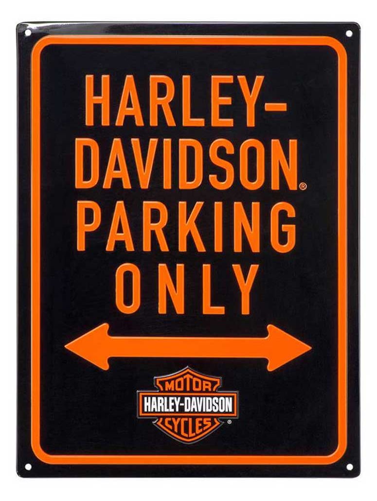Harley-Davidson Embossed Parking Only Tin Sign - 12 x 15.75 inches ...