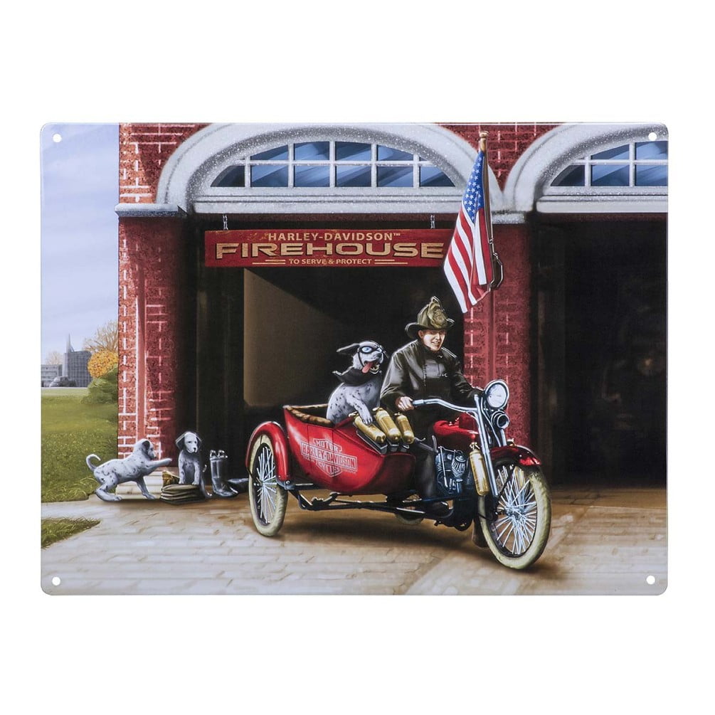 Harley-Davidson Embossed Tin Sign, Firehouse Dogs, 12 x 15.75 inches ...