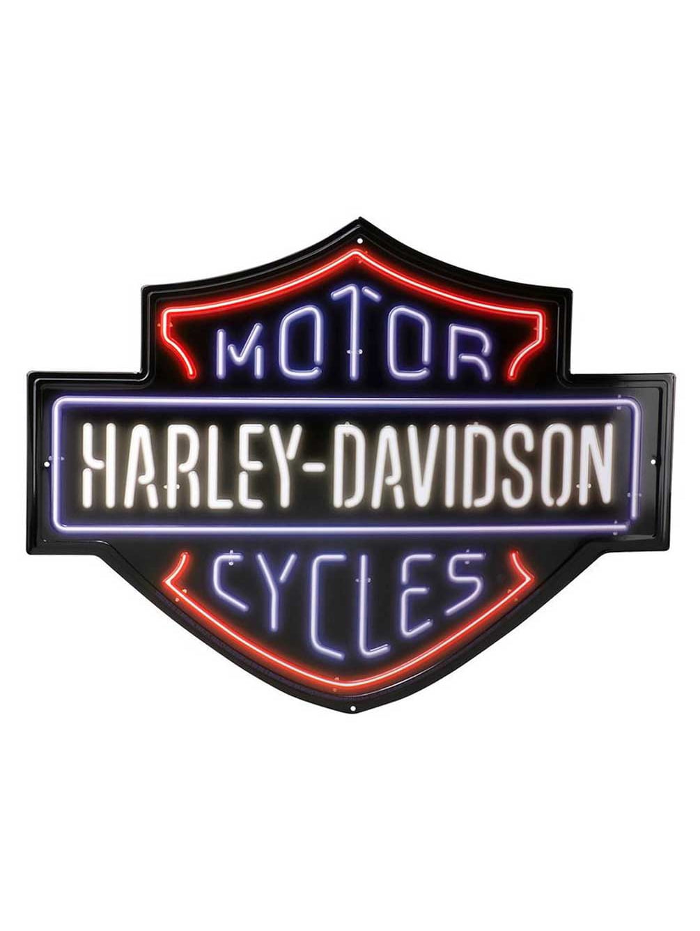 Harley-Davidson Embossed Tin Sign, Neon Look Bar & Shield Logo 19.75 x ...