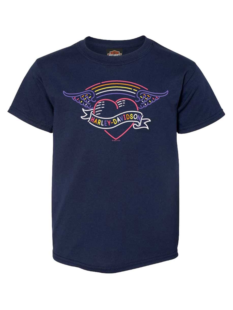 Harley-Davidson Girl's Colorful Heart Short Sleeve Toddler Tee, Navy ... Harley-Davidson Girl's Colorful Heart Short Sleeve Toddler Tee, Navy ...