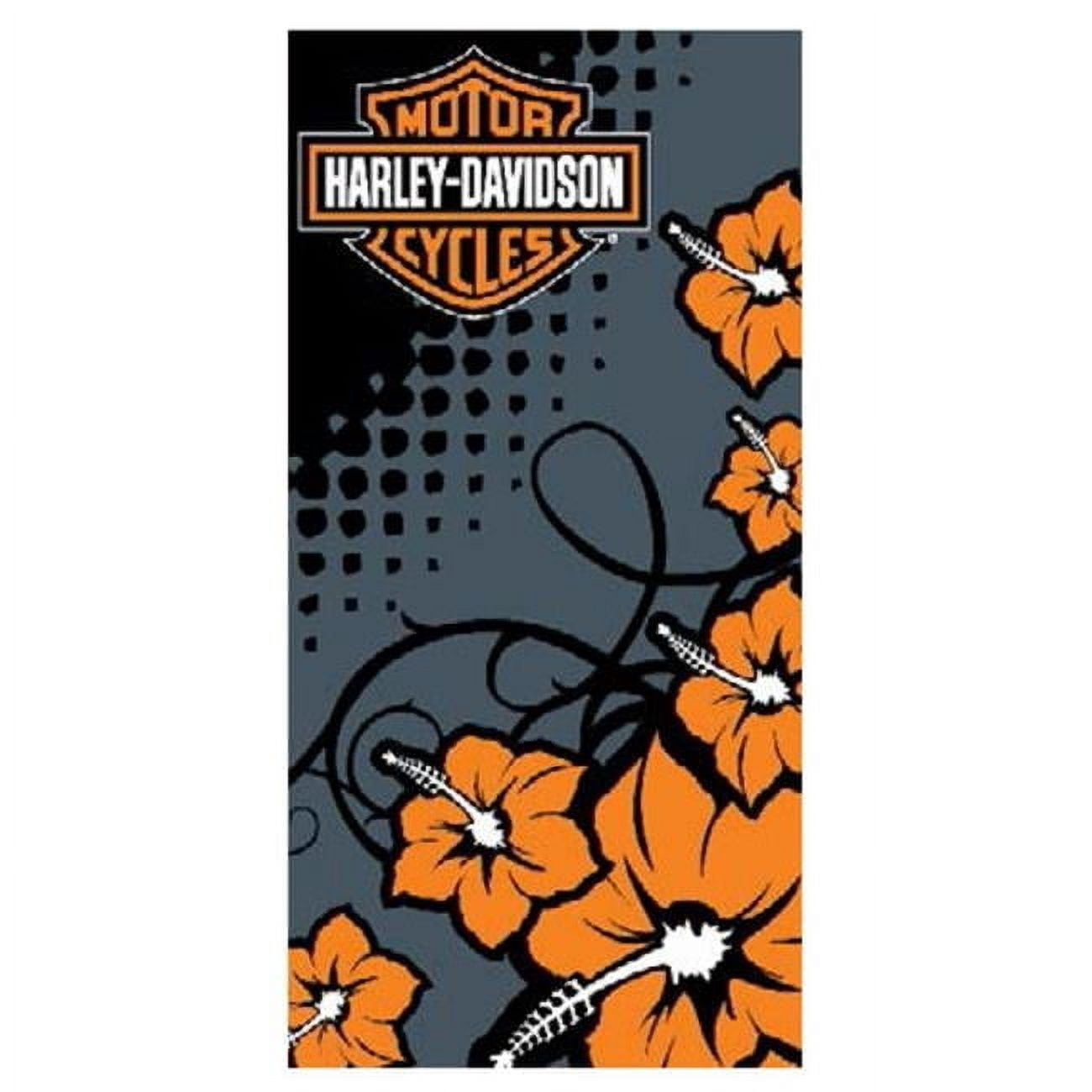 Harley-Davidson Hibiscus Flower B&S Beach Towel, 28 x 58 inch, Black ...