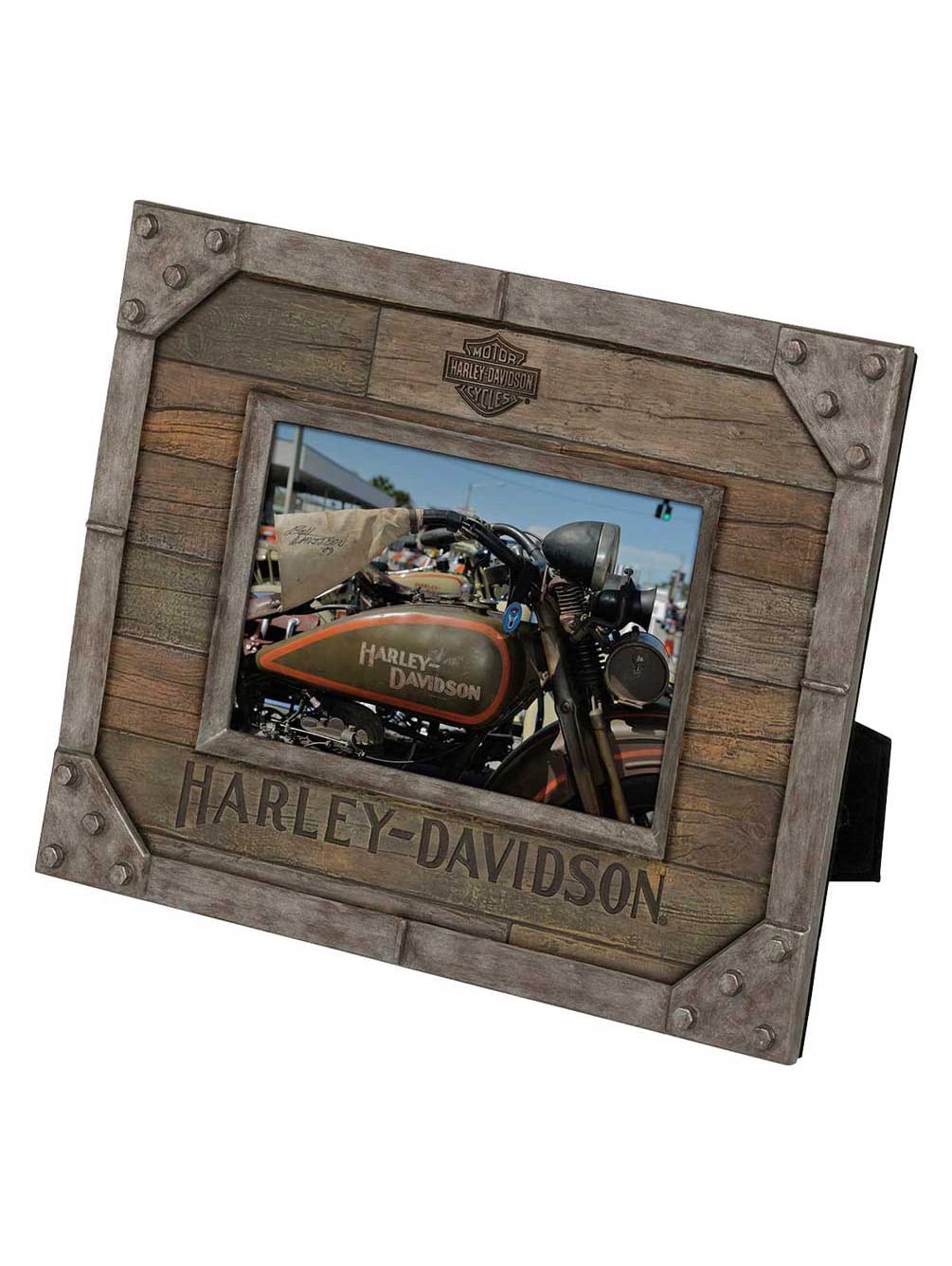 Harley-Davidson Industrial Picture Frame - Faux Metal & Wood, 4 x 6 ...