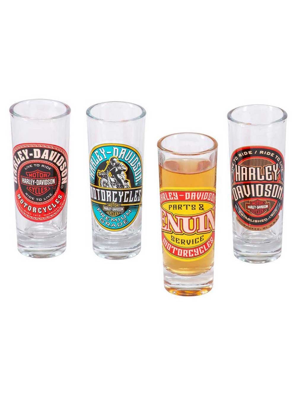 Harley-Davidson Label Shooter Set, Tall Shot Glasses w/ Custom H-D ...
