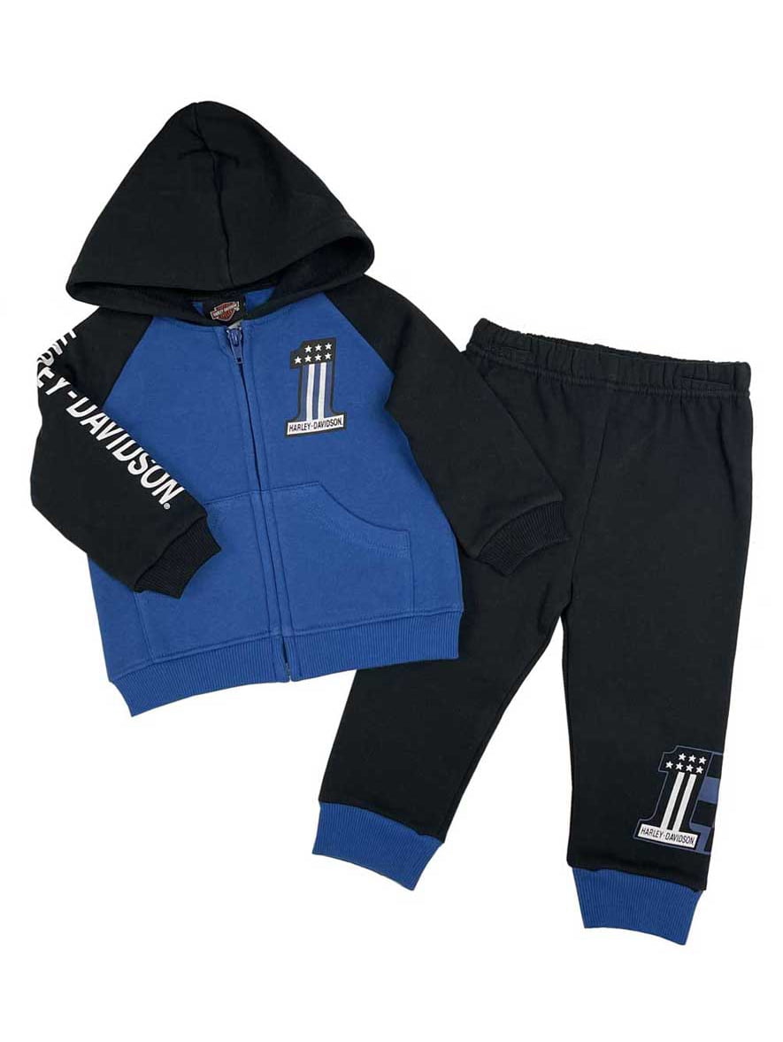 Harley-Davidson Little Boys' 2-Piece Fleece Hooded Jog Set - Blue ...