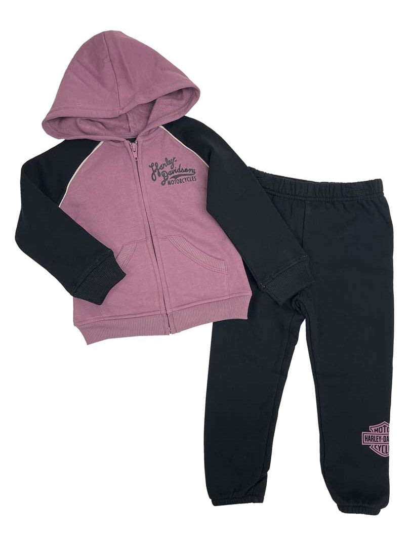 Harley-Davidson Little Girls' 2 Piece Toddler Fleece Hoodie Jog Set (2 ...