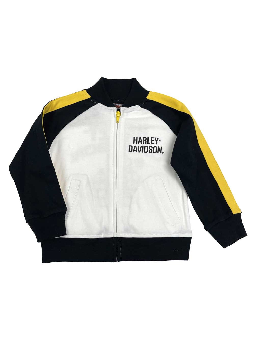 Harley-Davidson Little Girls' Racing Knit Zip-Up Track Jacket - White ...