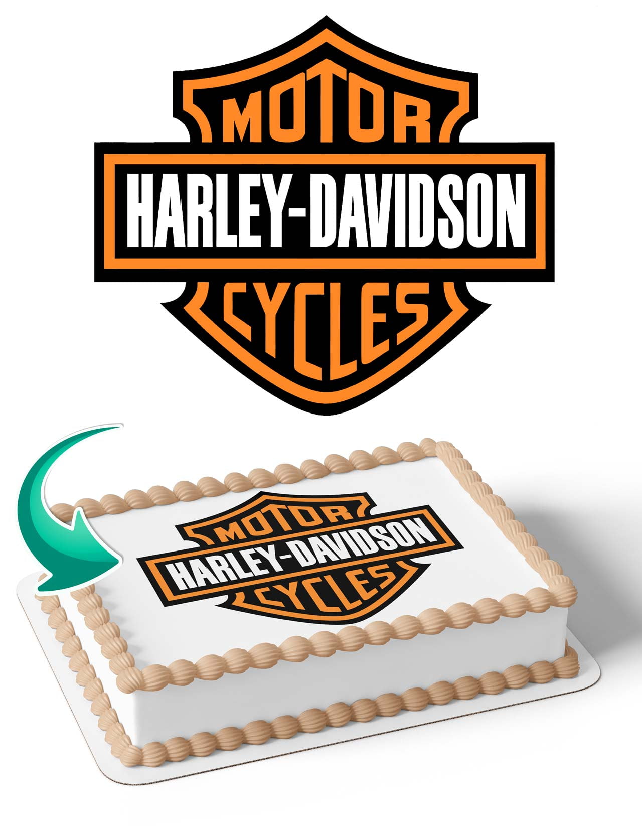 Harley Davidson Logo H Edible Image Cake Topper Personalized Birthday ...