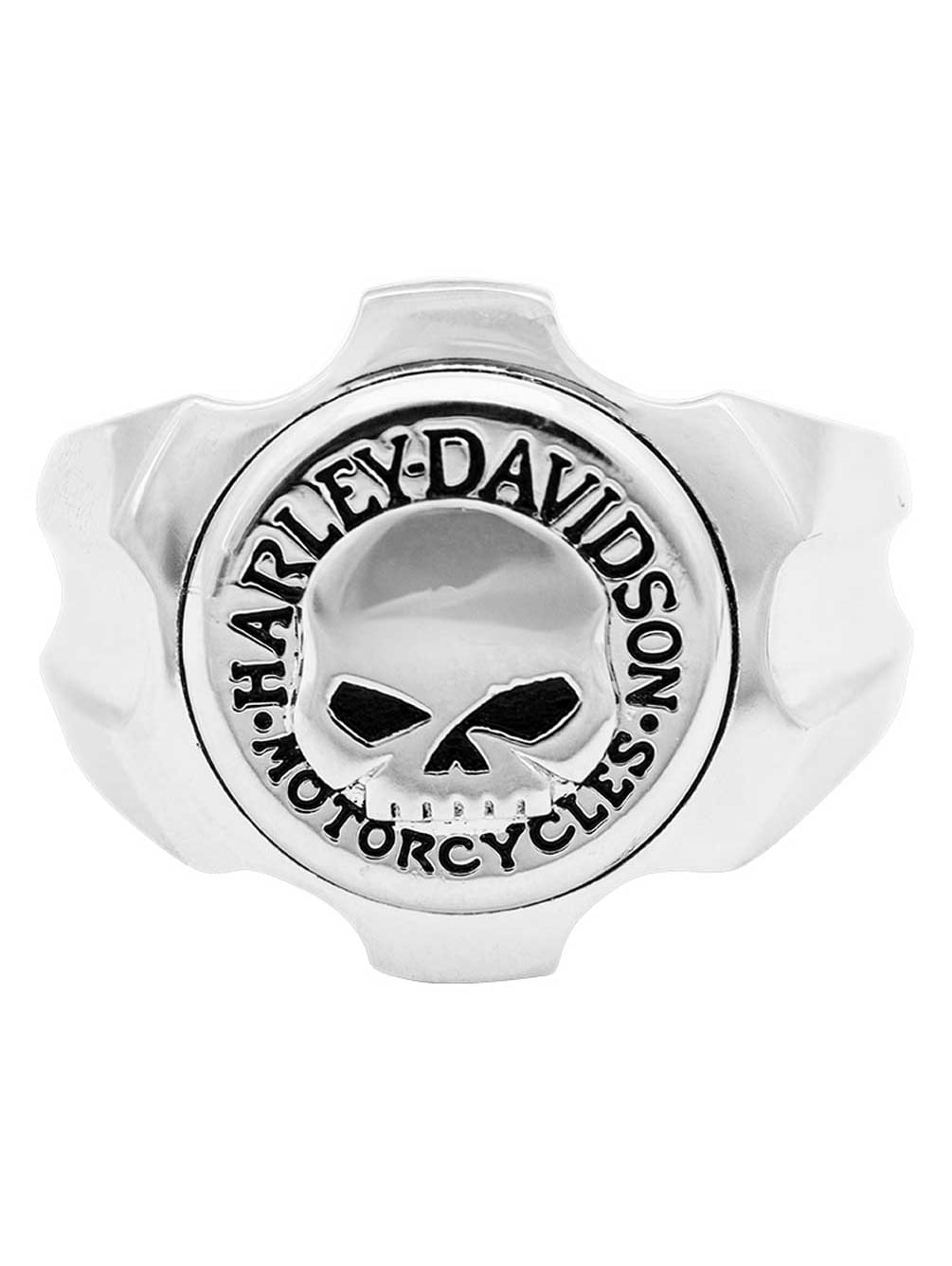 Harley-Davidson Men's Axel Skull Ring- Stainless Steel, Silver & Black ...