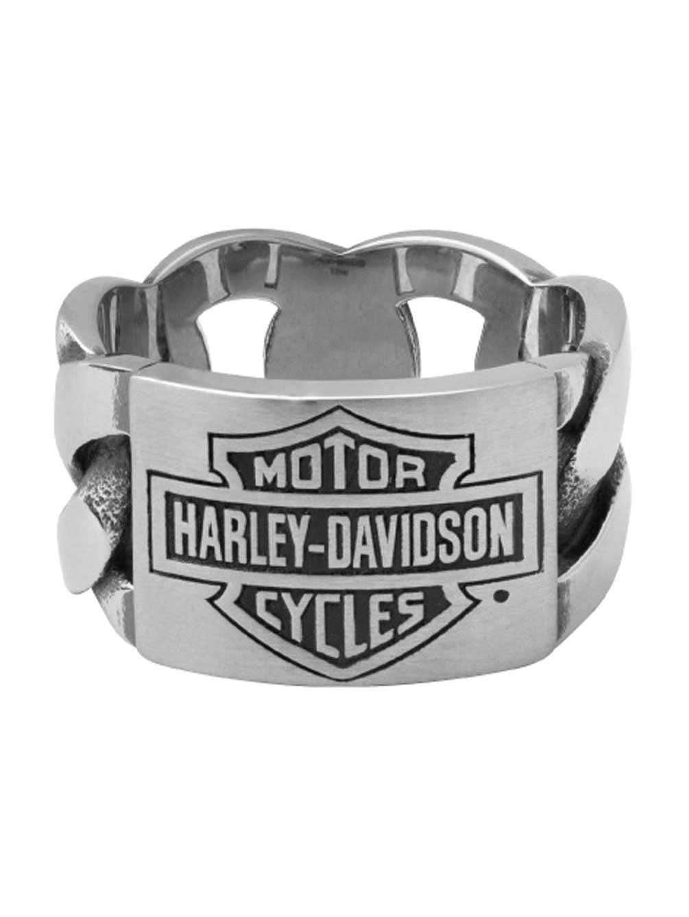 Harley-Davidson Men's B&S ID Chain Band Ring, Silver Stainless Steel ...