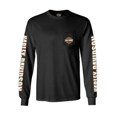 Men's Long Sleeve Orange Bar & Shield Black Shirt 30291744, Harley Davidson - Walmart.com