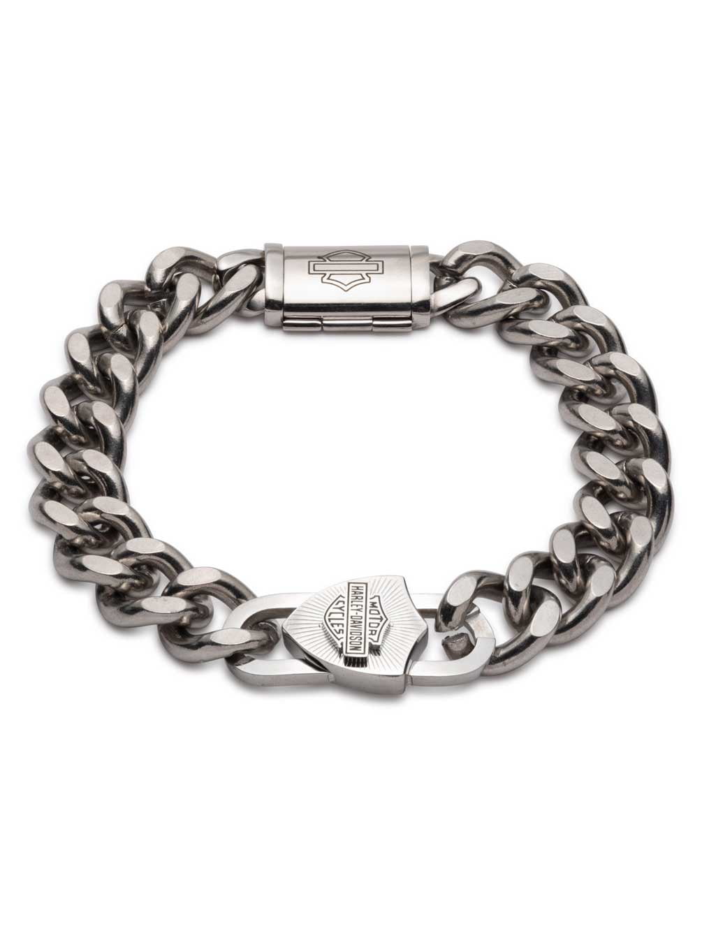 Harley-Davidson Men's Bar & Shield Padlock Curb Chain Bracelet ...