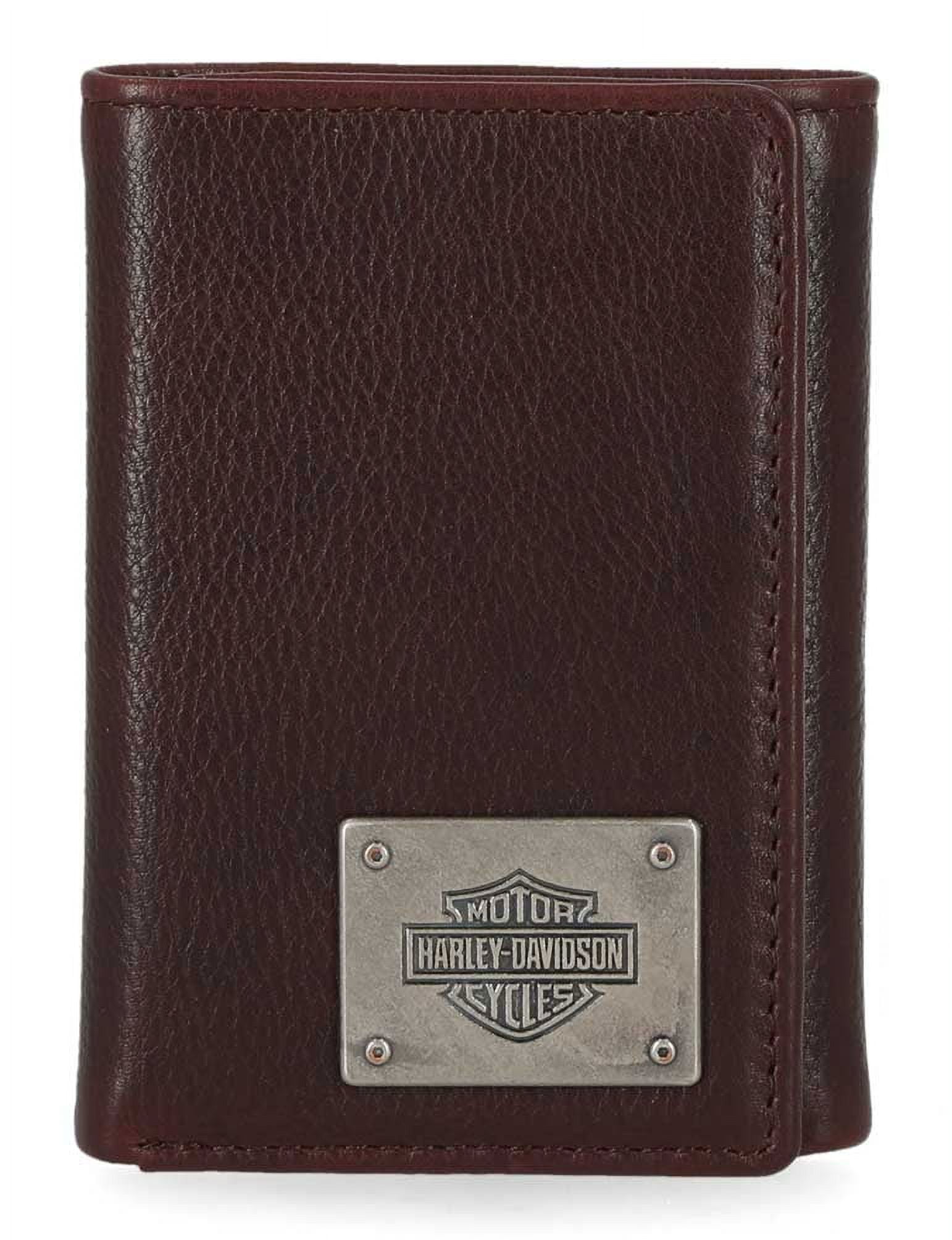 Harley-Davidson Men's Bar & Shield Plate Tri-Fold Leather Wallet ...