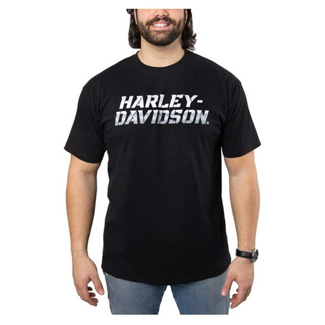 Harley-Davidson Men's Chrome Grit Short Sleeve Crew-Neck T-Shirt - Black (3XL), Harley Davidson ...