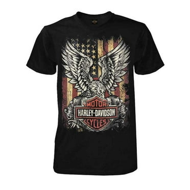 Men's Orange Bar & Shield Black T-Shirt 30290591, Harley Davidson - Walmart.com