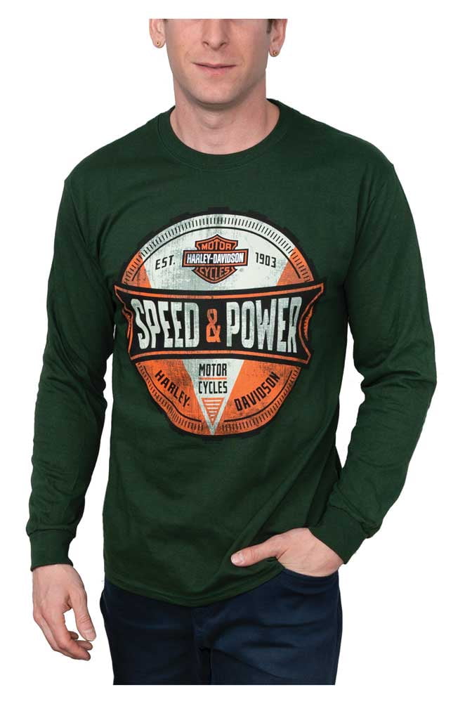 Harley-Davidson Men's Dial Speed & Power Long Sleeve Crew-Neck Shirt (M ...
