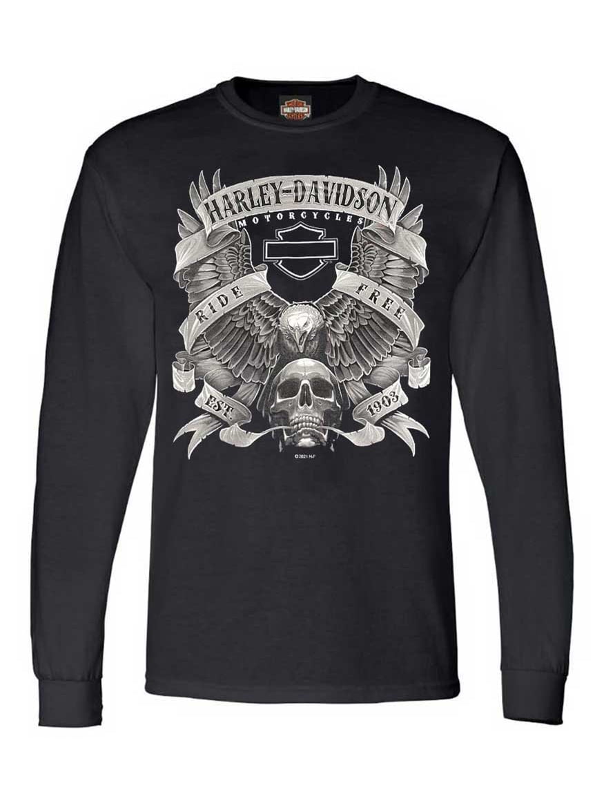 Harley-Davidson Men's Fastened Bar & Shield Crew-Neck Long Sleeve Shirt (3XL), Harley Davidson ...