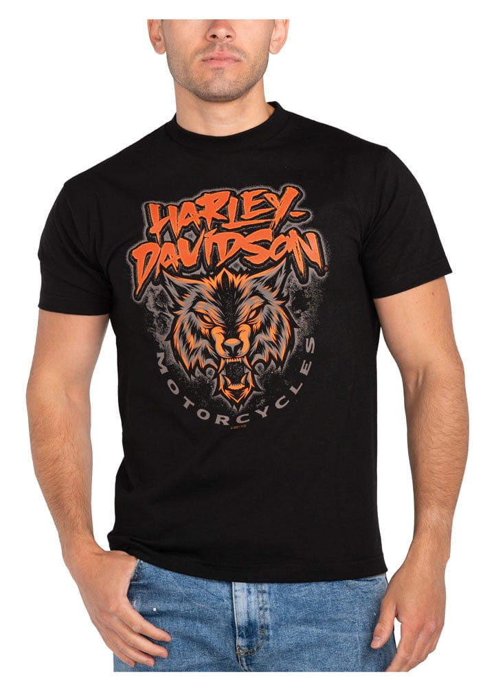Harley-Davidson Men's Grunge Wolf Crew-Neck Short Sleeve Cotton T-Shirt ...