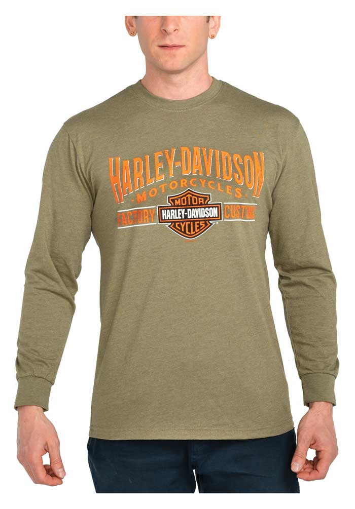 Harley-Davidson Men's Guided B&S Long Sleeve Crew-Neck Shirt - Green (3XL), Harley Davidson ...