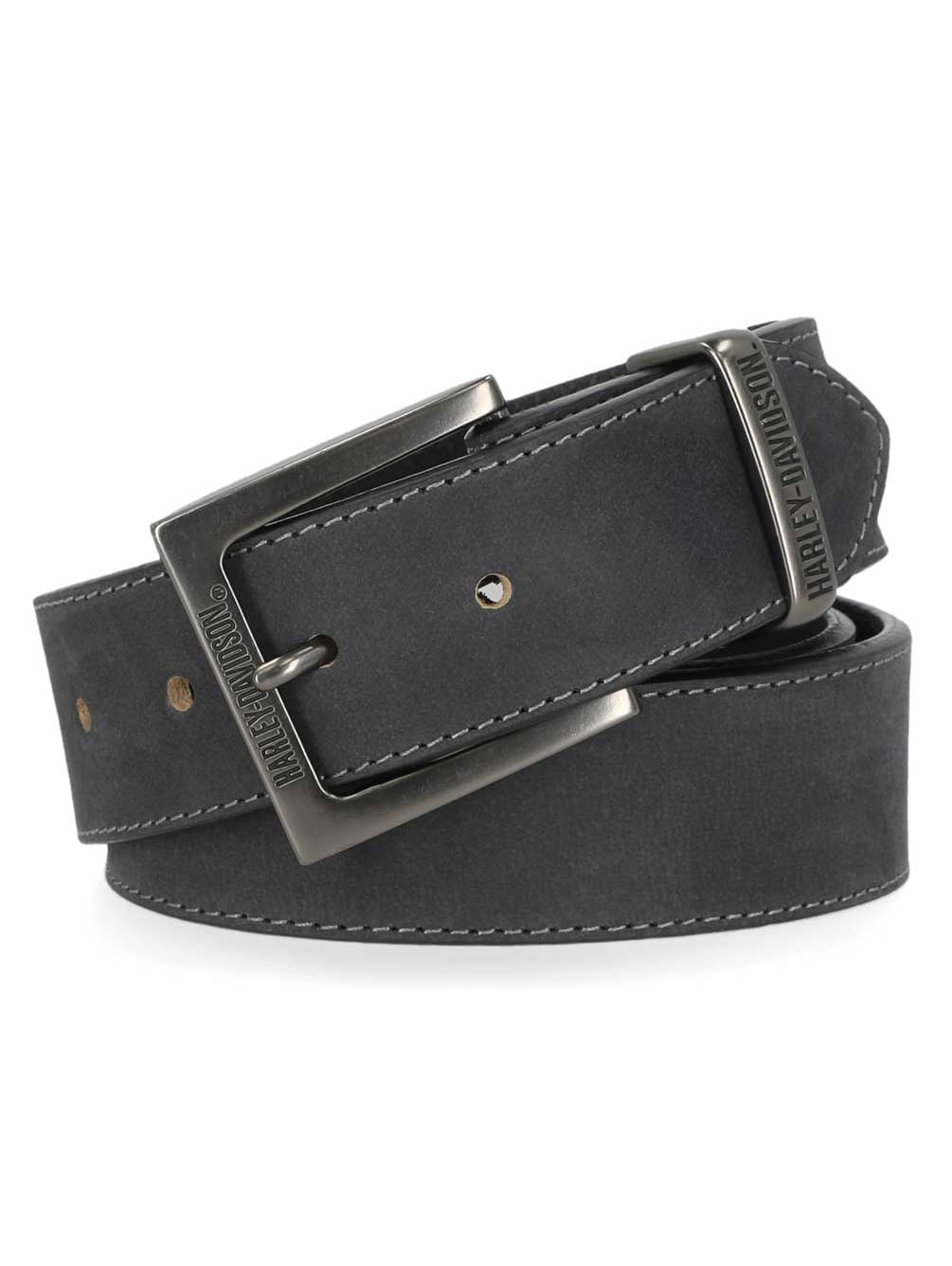 Harley-Davidson Men's H-D Logo Genuine Leather Belt - Matte Gunmetal ...